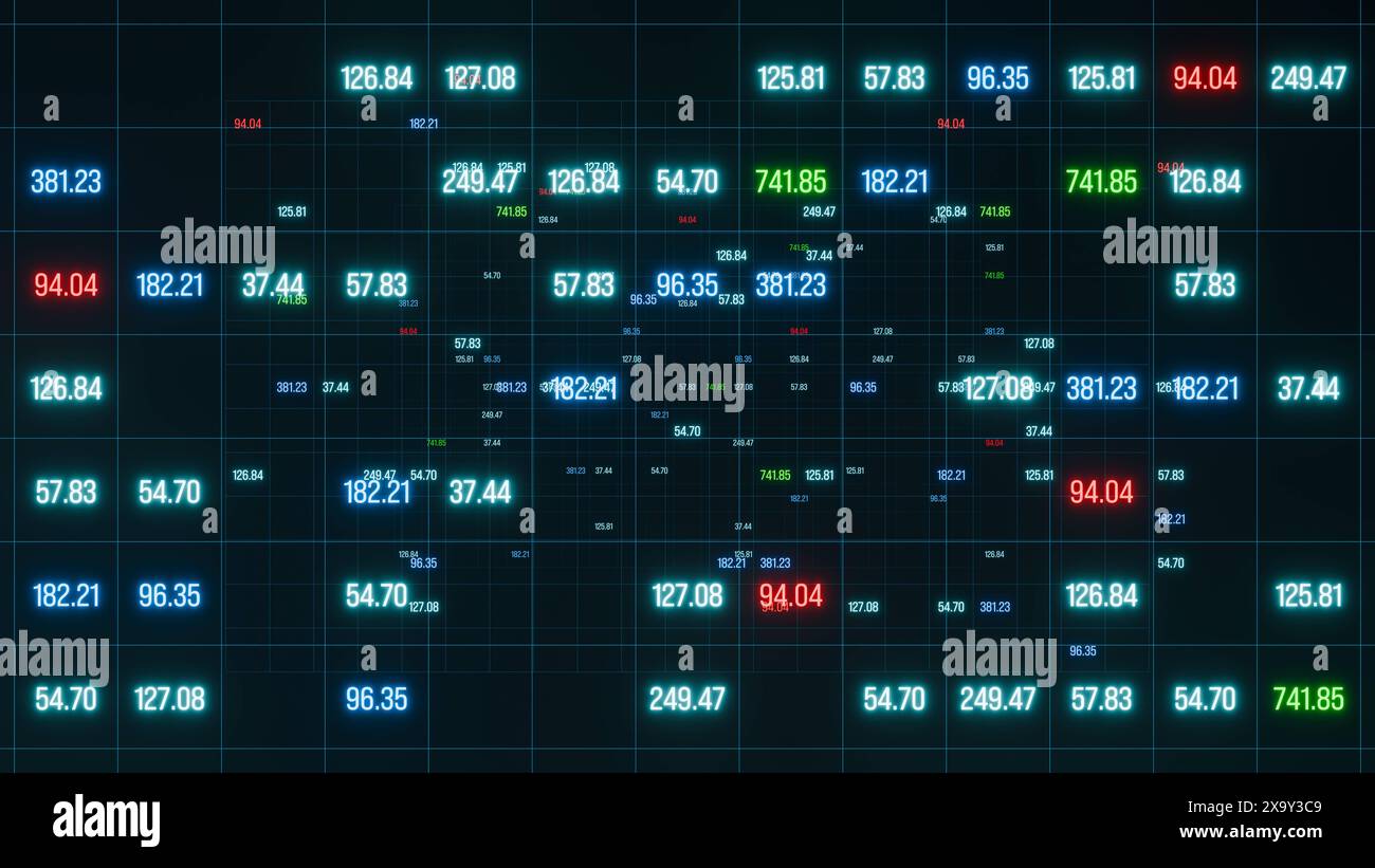 Different illuminated numbers in a wire frame. Different illuminated ...