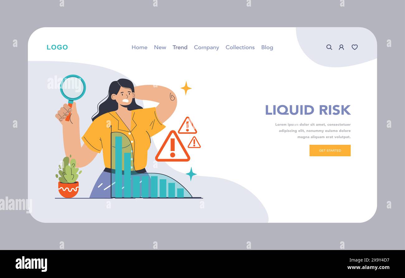 Liquid Risk concept. Analyst scrutinizes financial liquidity barriers ...