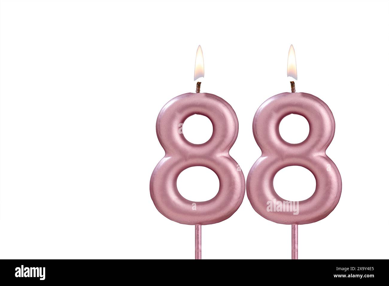 Lit birthday candle - Candle number 88 on white background Stock Photo ...