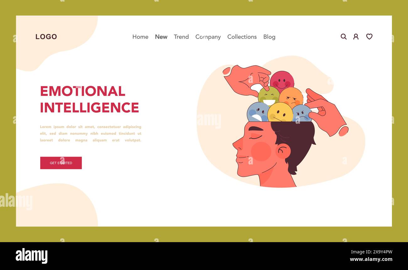 Emotional Intelligence concept. A serene profile with a mind opened to ...