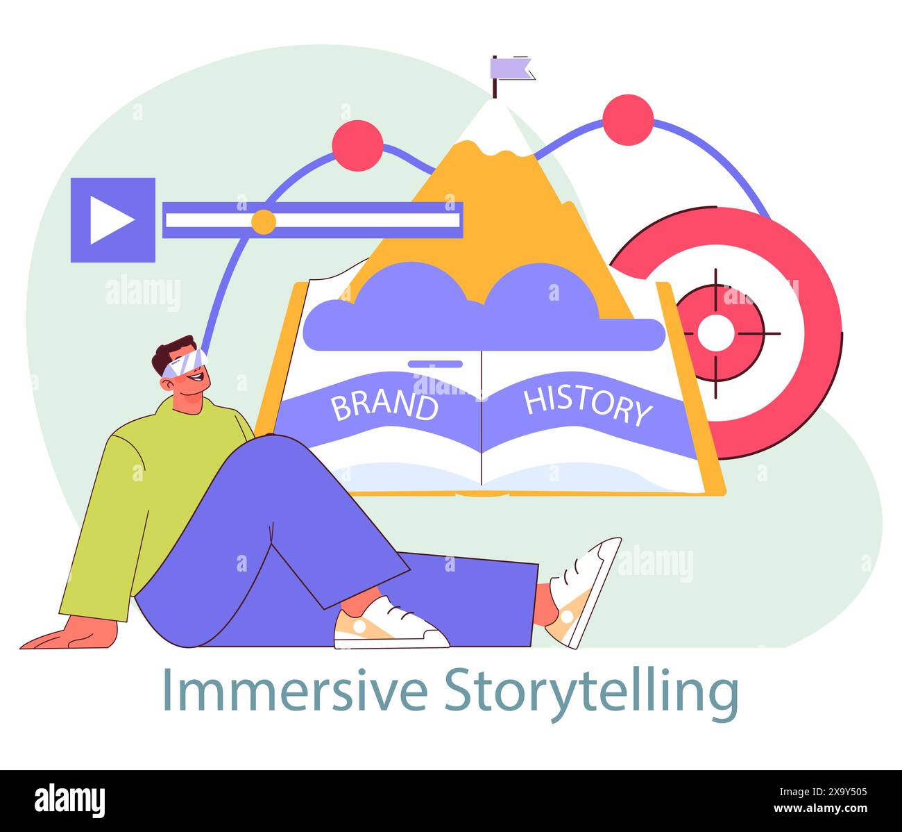 Immersive Marketing concept. A person engages with interactive brand ... Immersive Marketing concept. A person engages with interactive brand ...