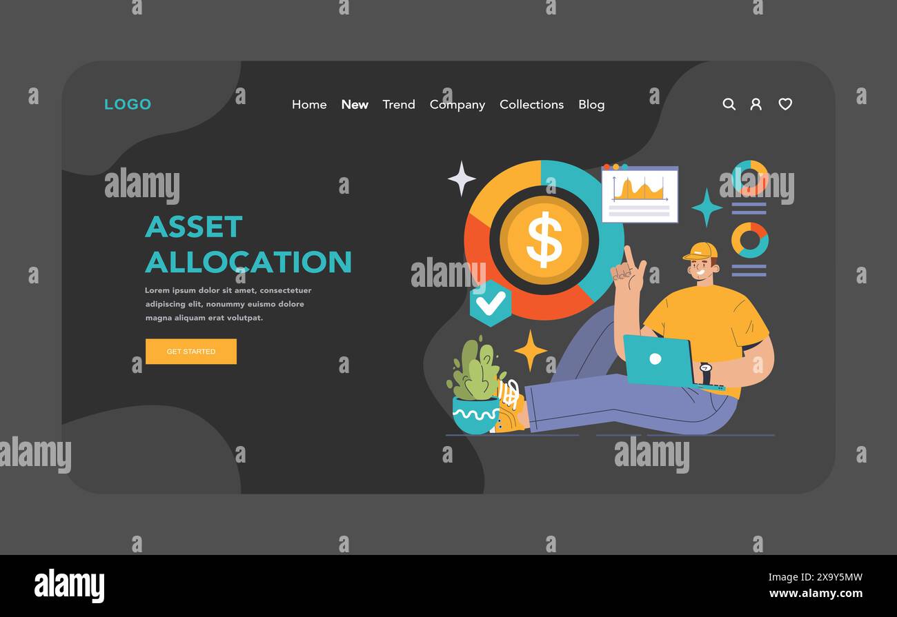 Asset Allocation dark or night mode. Relaxed expert analyzing financial ...
