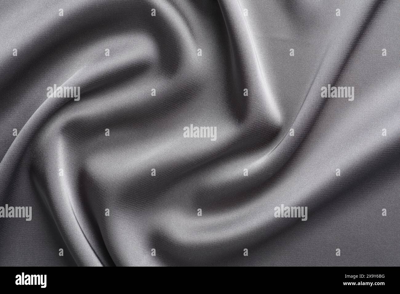 Texture of beautiful light grey silk fabric as background, closeup ...