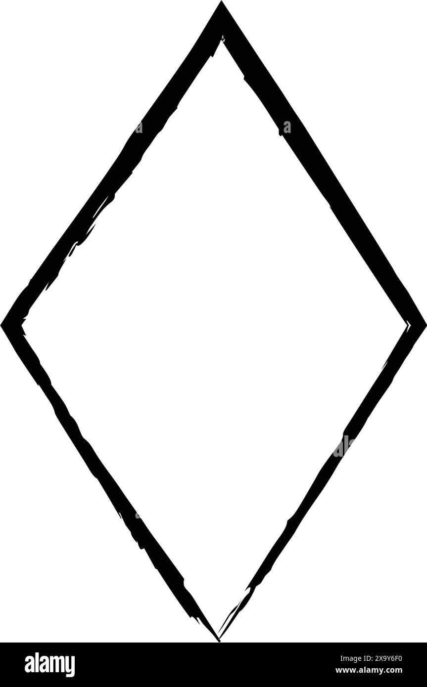 Frame rhombus texture element, outline border grunge shape icon ...