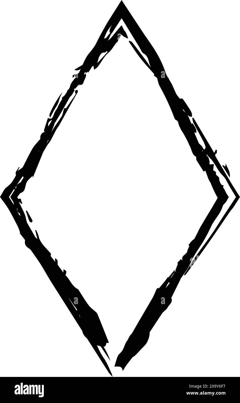 Frame rhombus texture element, outline border grunge shape icon ...