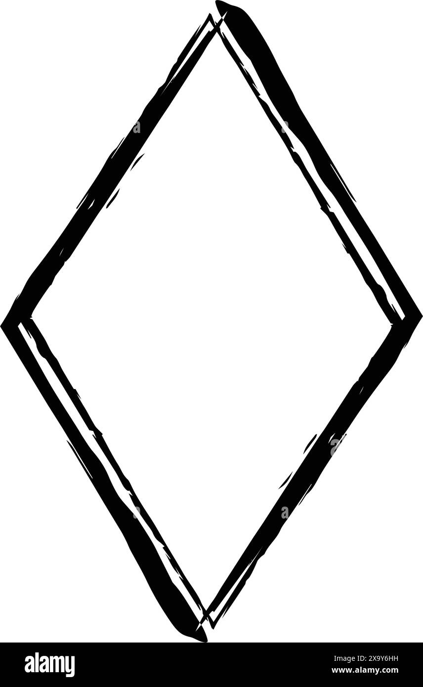 Frame rhombus texture element, outline border grunge shape icon ...
