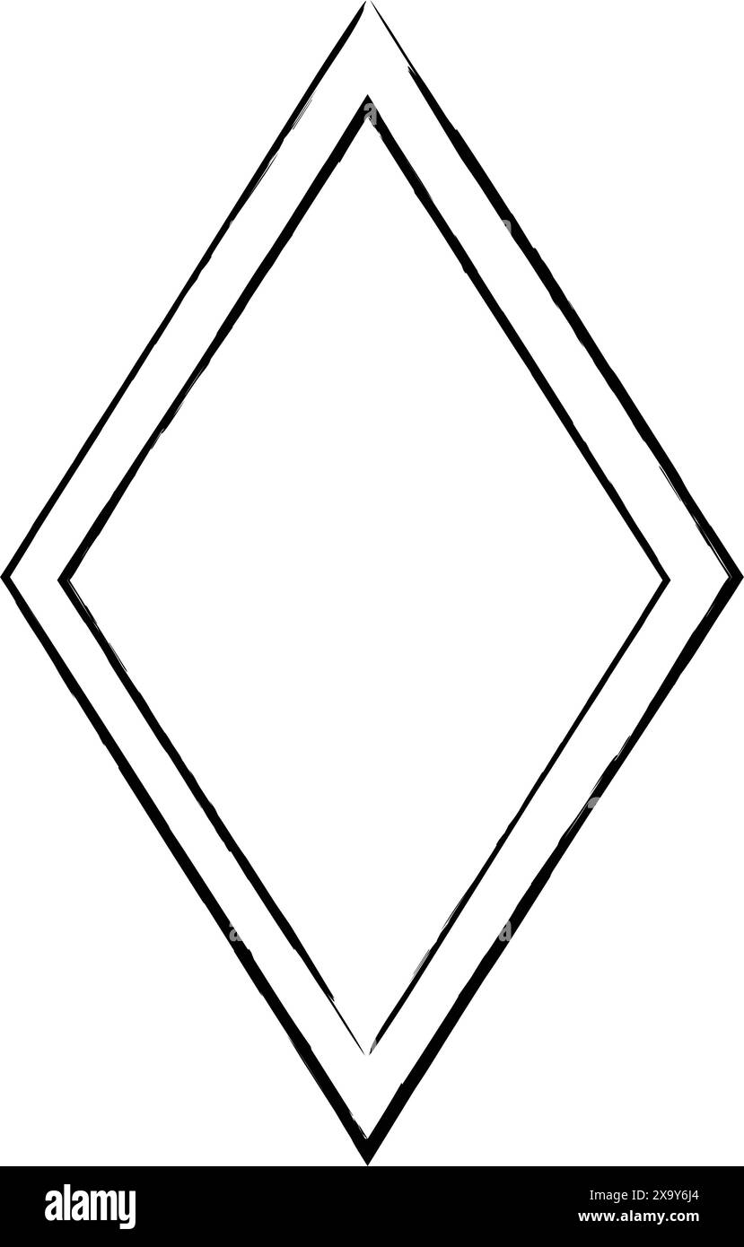 Frame rhombus texture element, outline border grunge shape icon ...