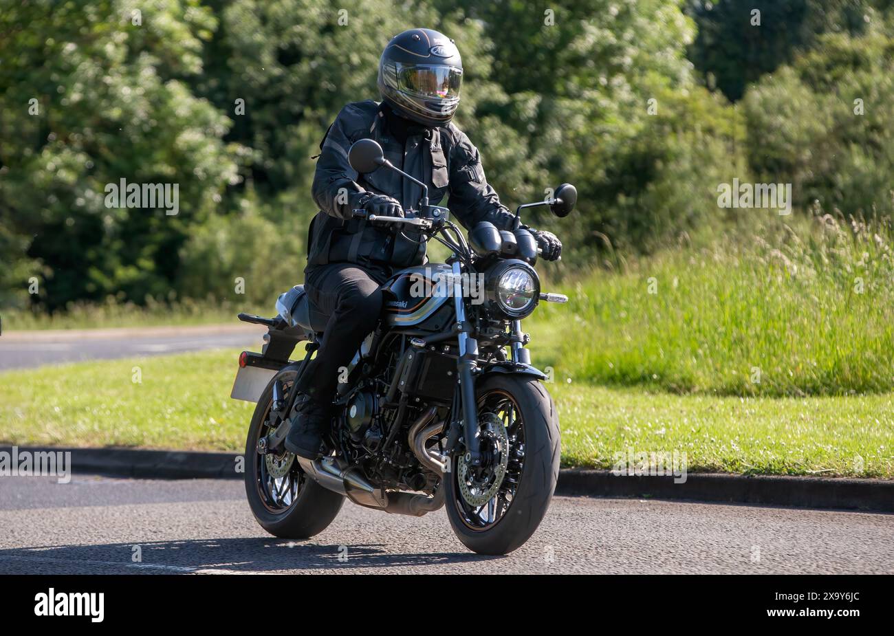 Stony Stratford,UK - June 2nd 2024: 2021 Kawasaki er 650 mnfab ...
