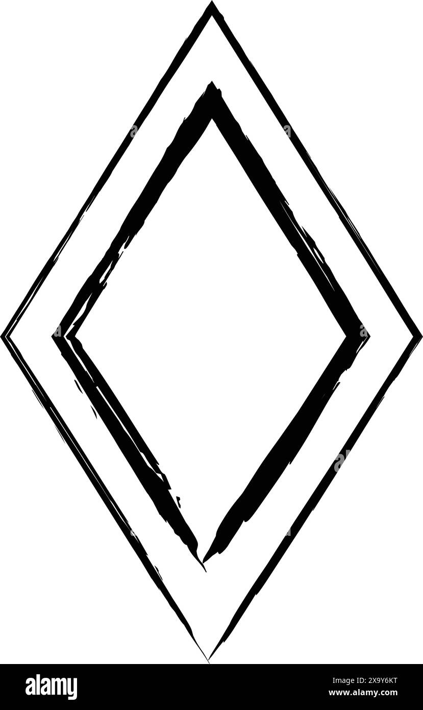 Frame rhombus texture element, outline border grunge shape icon ...