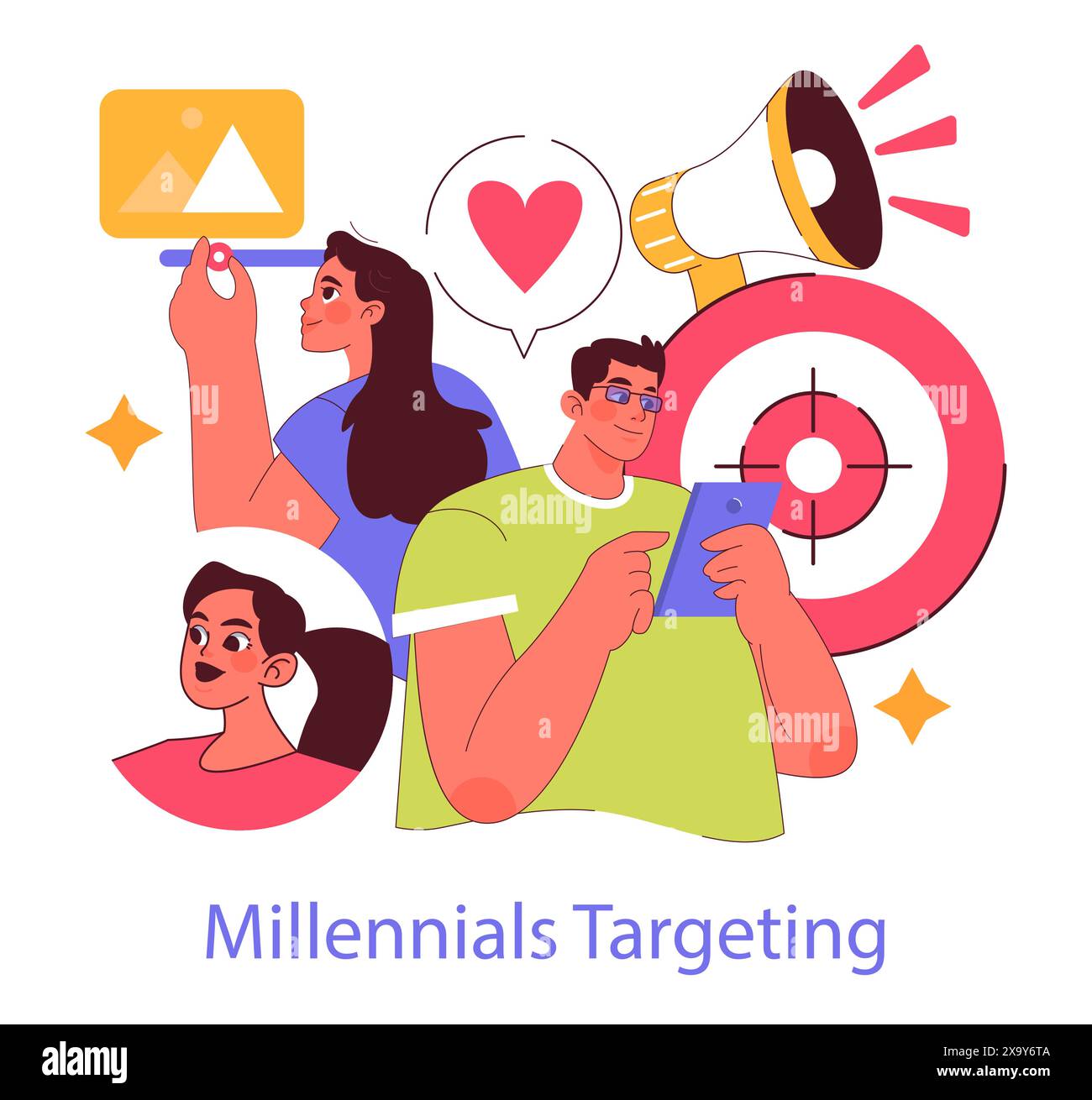Millennials Targeting concept. Engaging with young adults through ...
