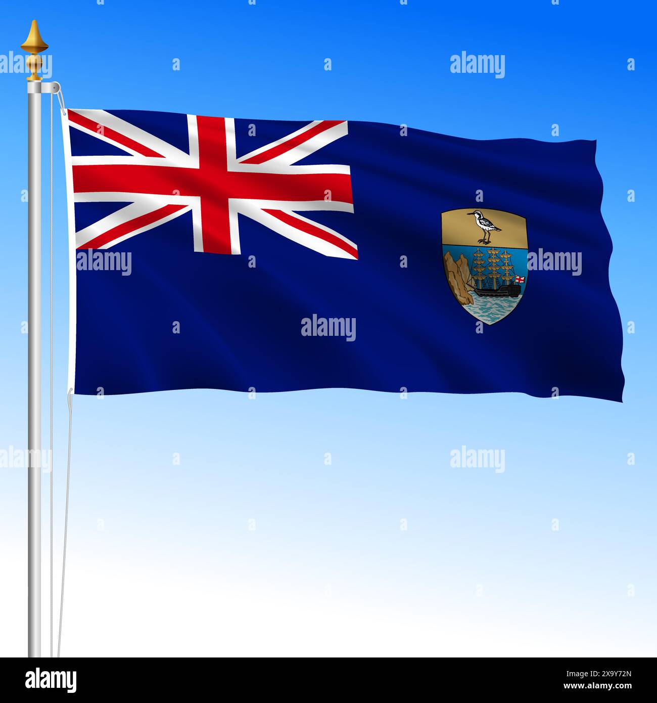 Saint Helena british territory, official waving flag and symbol, vector ...