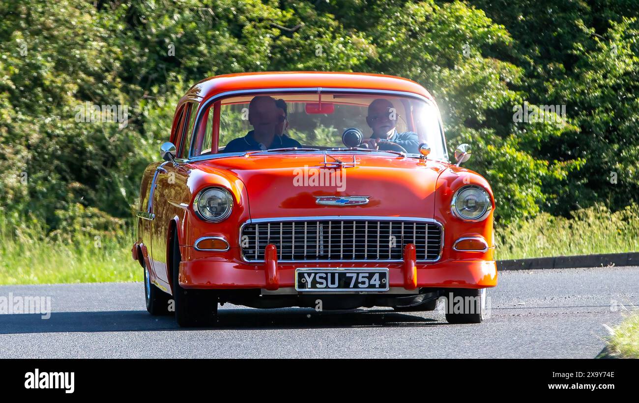Stony Stratford,UK - June 2nd 2024: 1955 orange Chevrolet GMC 210 car ...