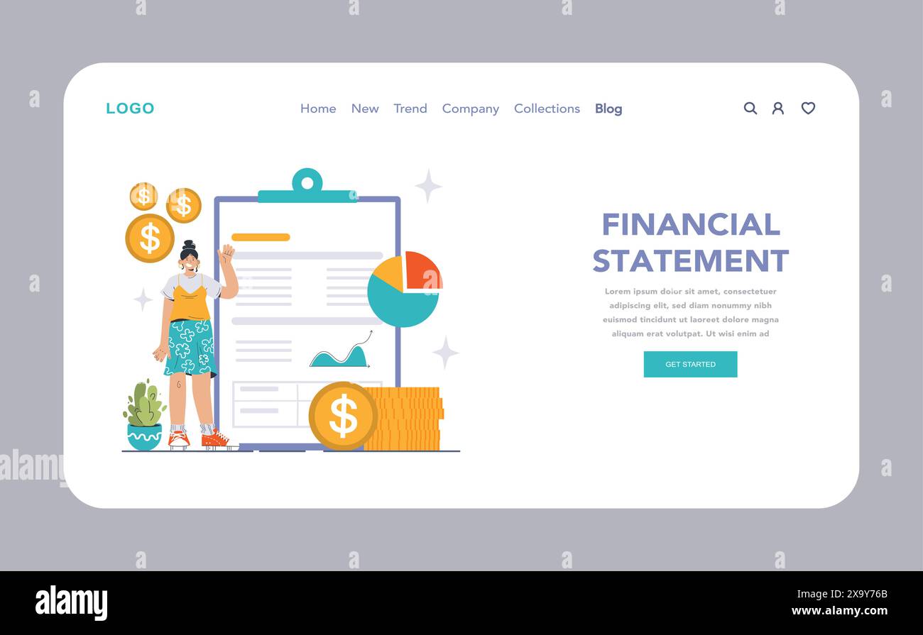 Financial Statement concept. Confident woman presents data alongside ...
