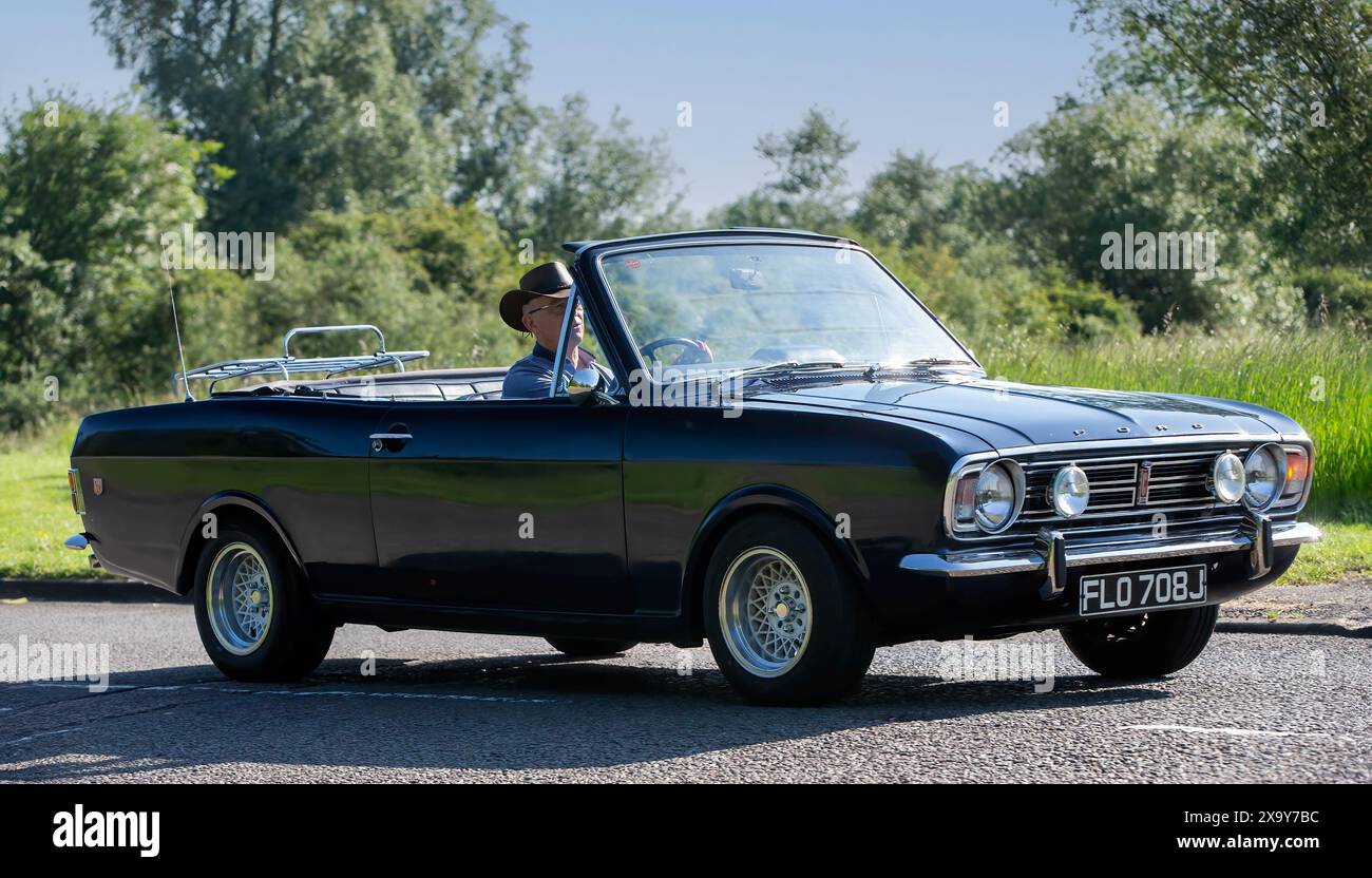 Stony Stratford,UK - June 2nd 2024: 1970 open top Ford Cortina car ...