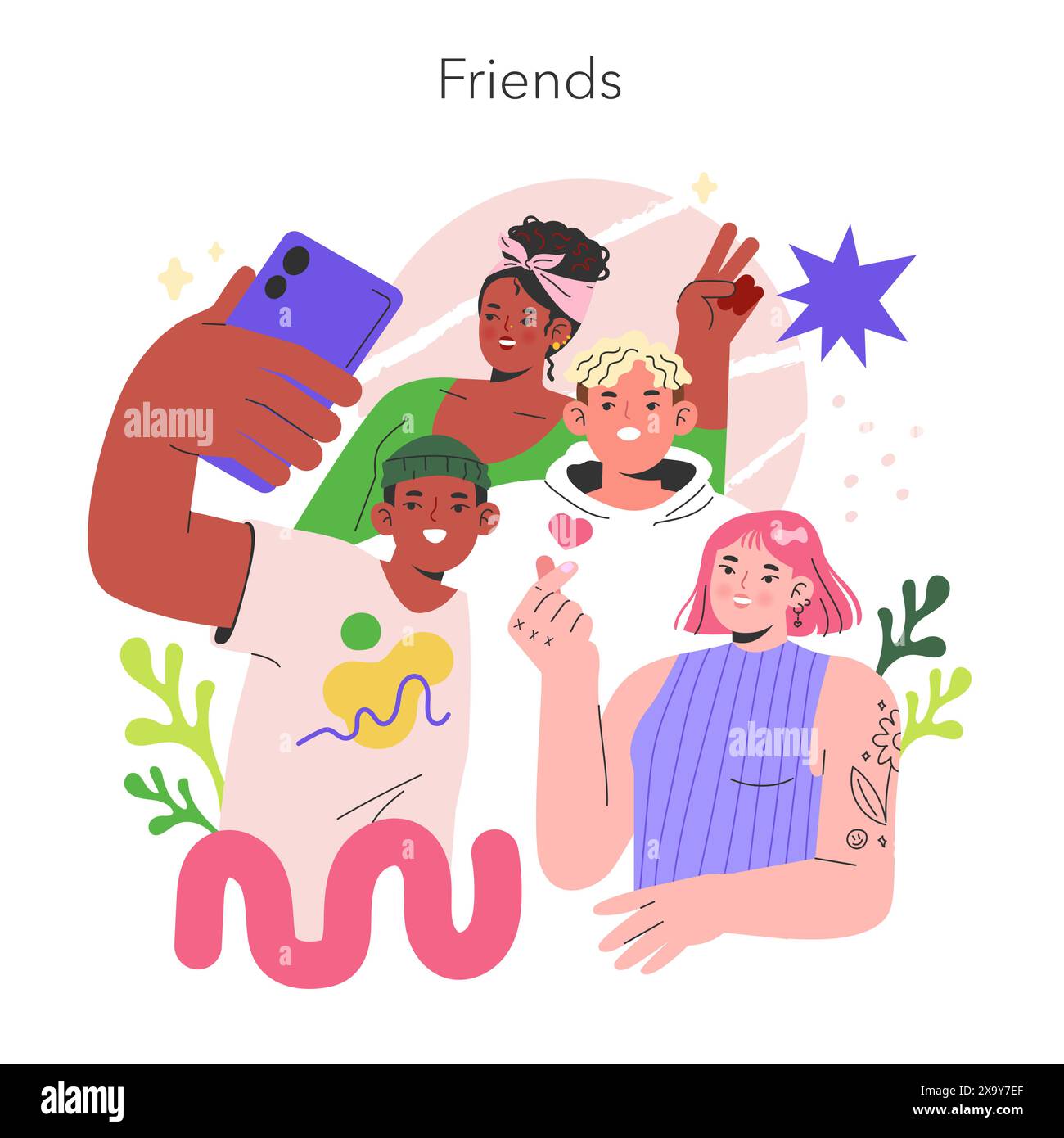 Diverse Friendship concept. Group of cheerful young friends posing for ...