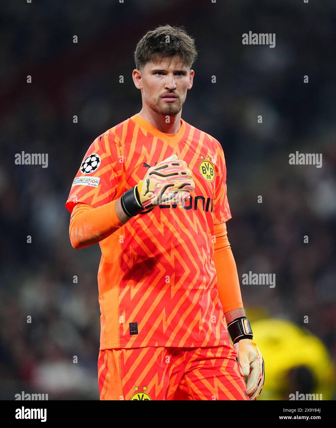 Borussia Dortmund goalkeeper Gregor Kobel during the UEFA Champions ...