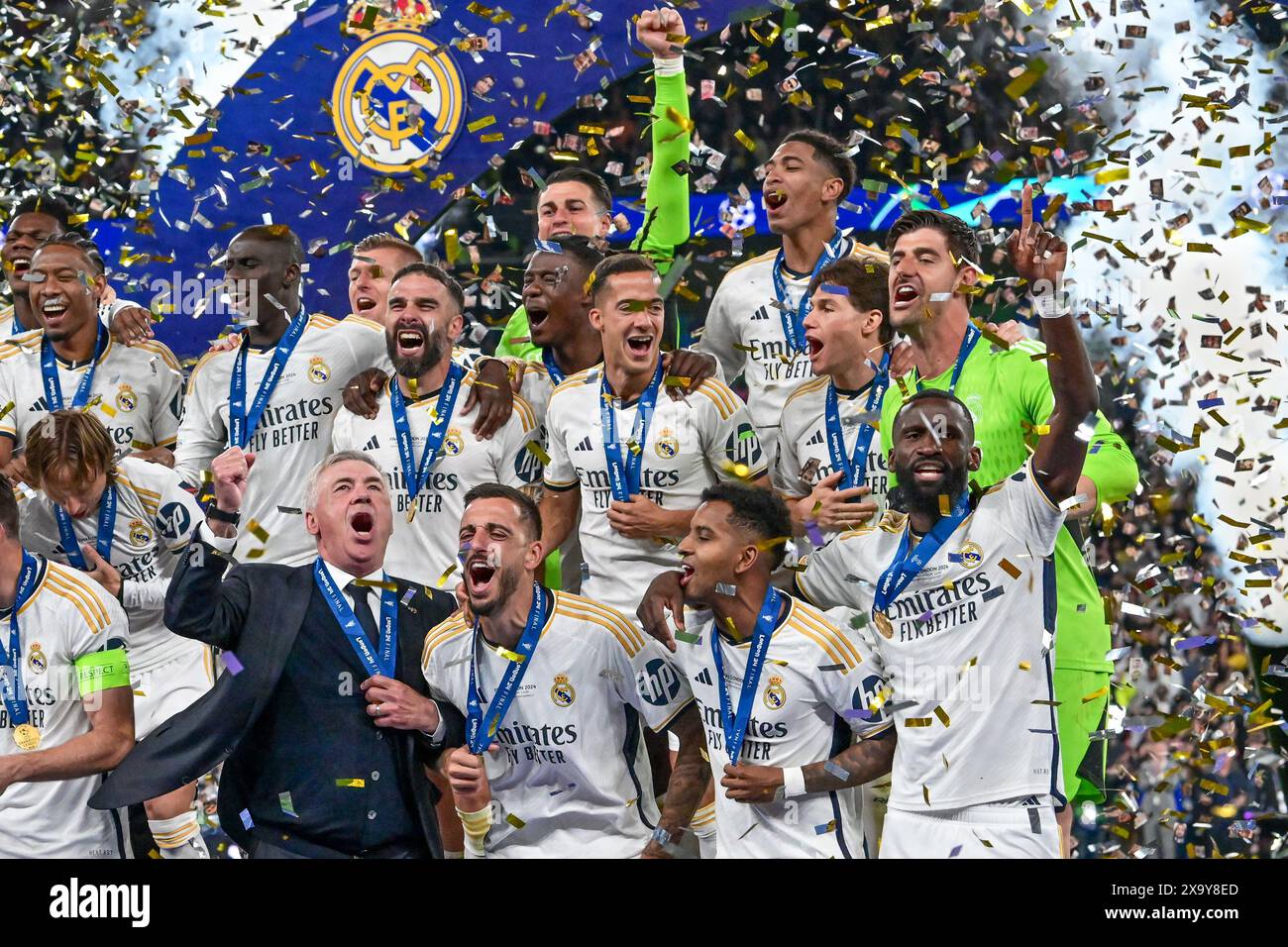 London, England. 01st, June 2024. The players of Real Madrid can raise ...