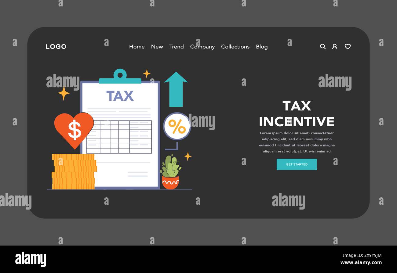 Tax optimization web banner or landing page dark or night mode. Financial efficiency, budgeting ...
