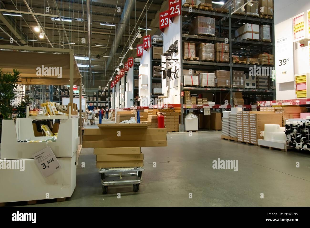 Self service warehouse aisles in the Ikea store Barakaldo Bilbao Basque ...