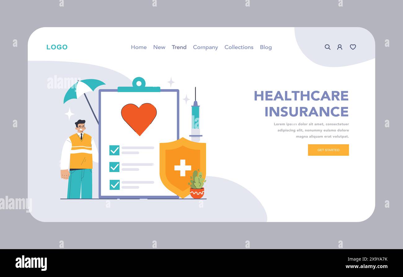 Healthcare Insurance Concept. A man with a checklist signifies the ...