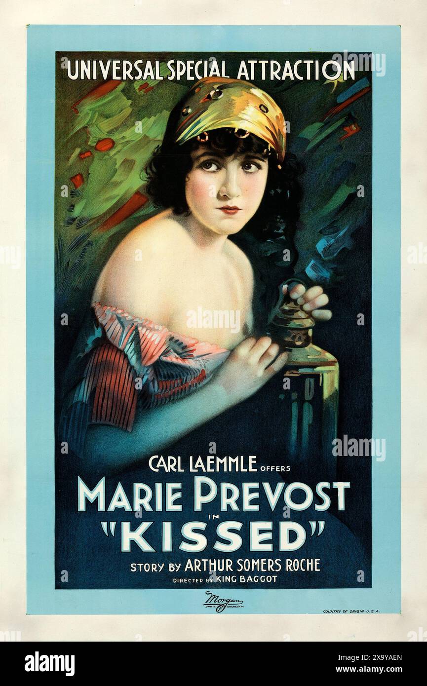 Old film poster - Carl Laemmle presents Kissed (Universal, 1922). Marie Prevost Stock Photo - Alamy