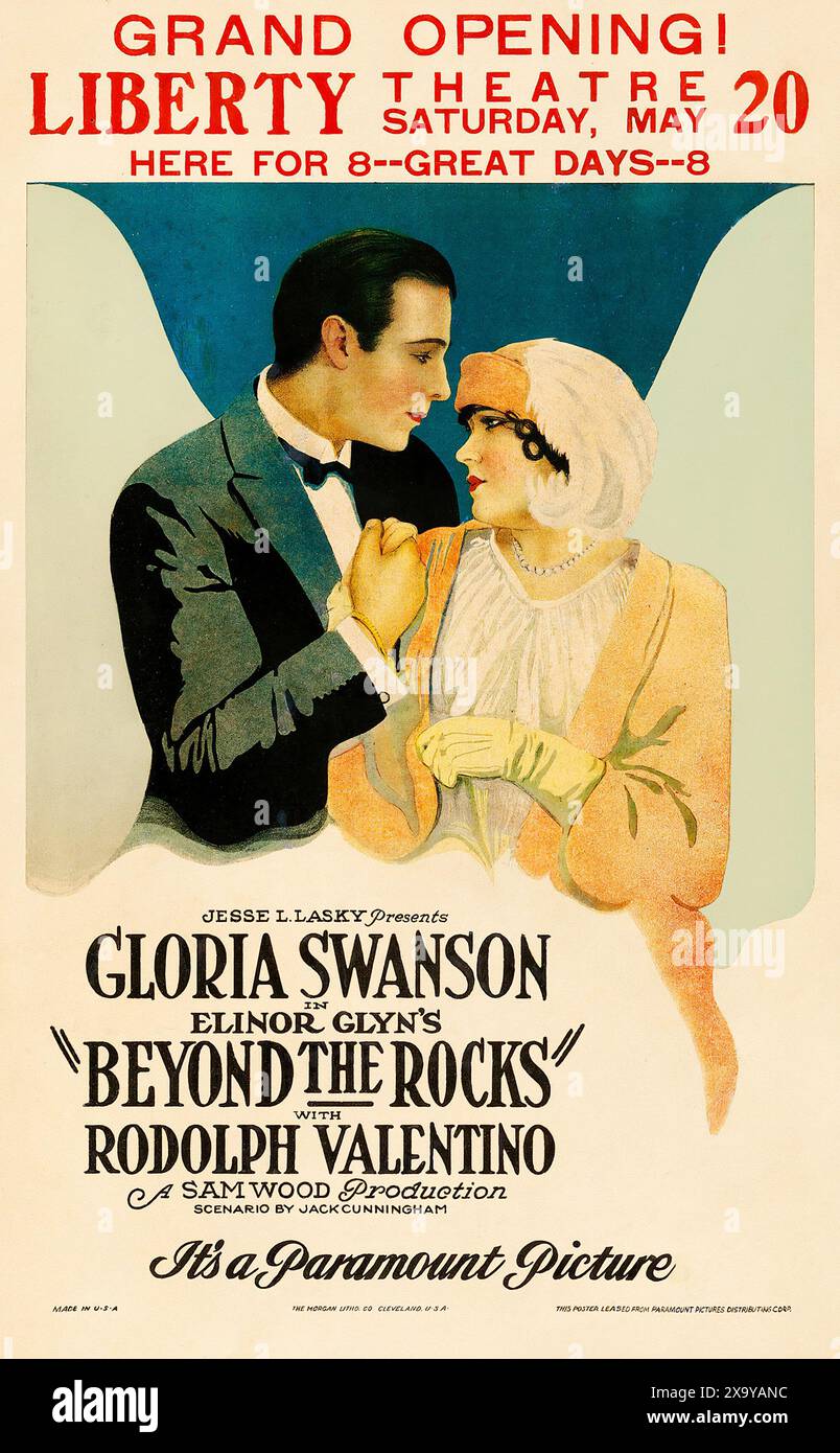 Old film poster - Rudolph Valentino, Gloria Swanson - Beyond the Rocks ...