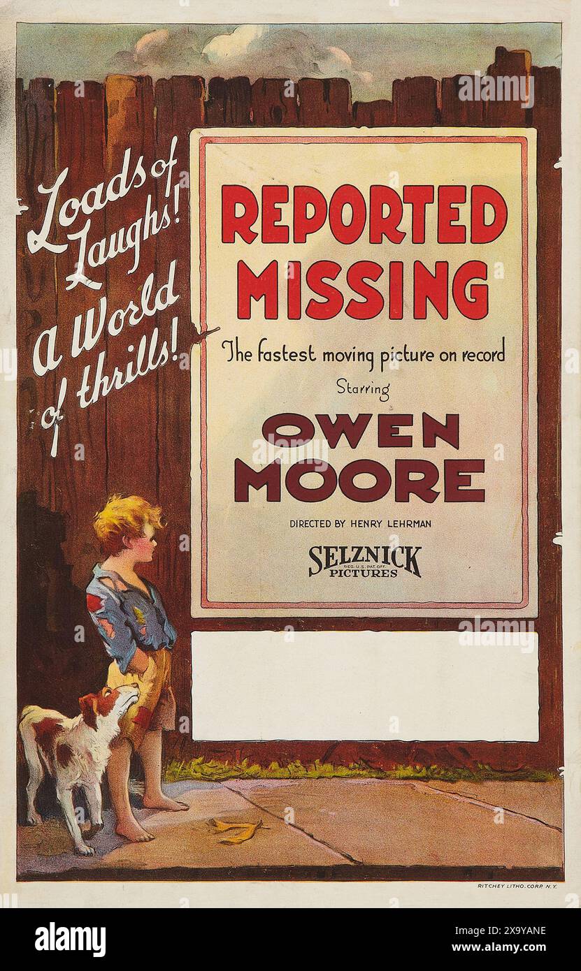 Old film poster - Selznick presents - Reported Missing (Select, 1922 ...