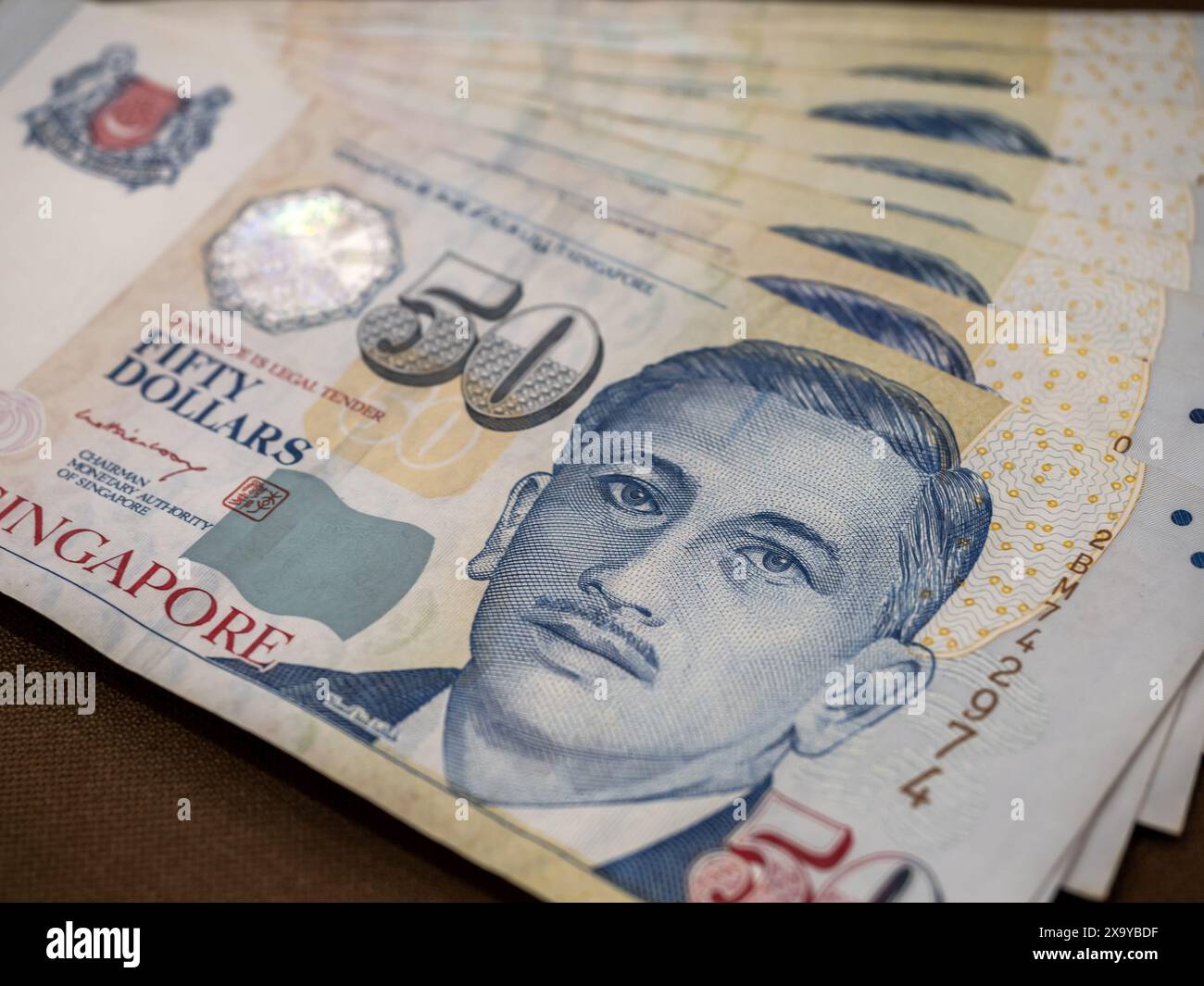 Singapore dollar money background. Several Close-up 50 Singapore ...