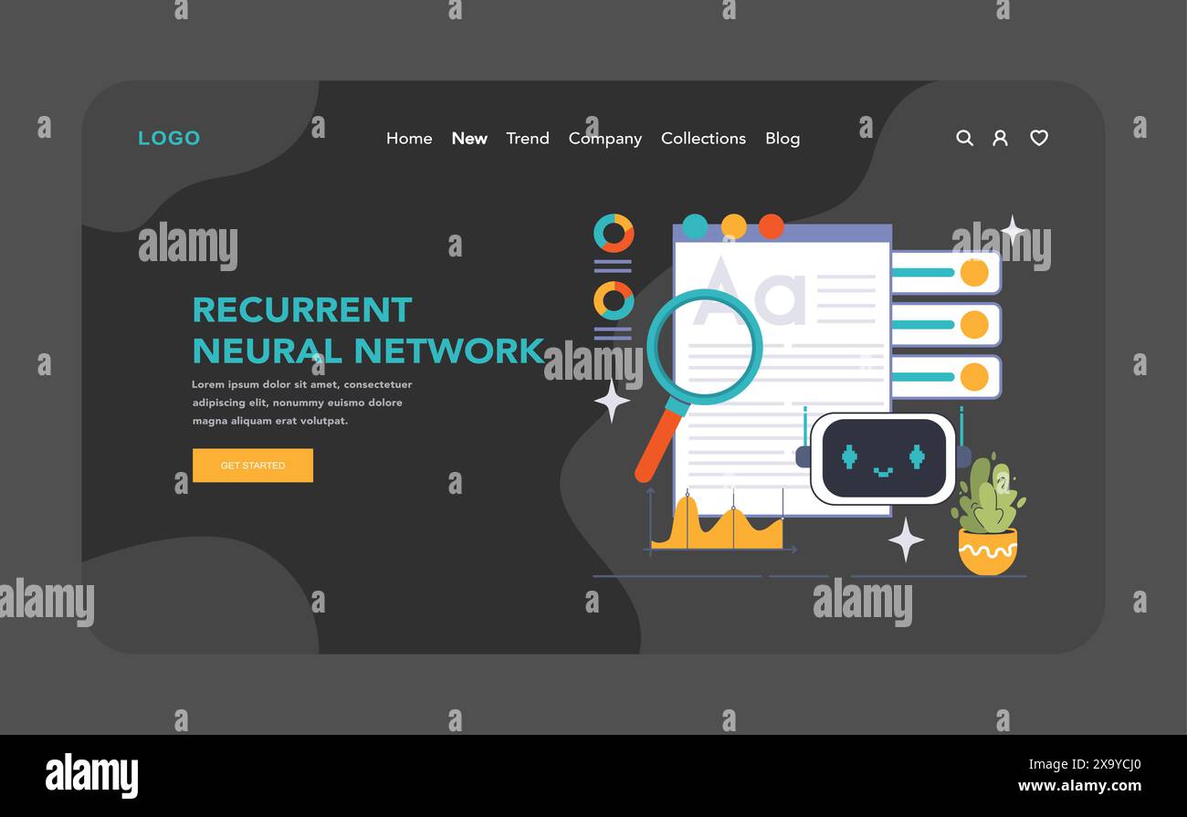 Recurrent Neural Network concept. Robot inspects text data ... Recurrent Neural Network concept. Robot inspects text data ...