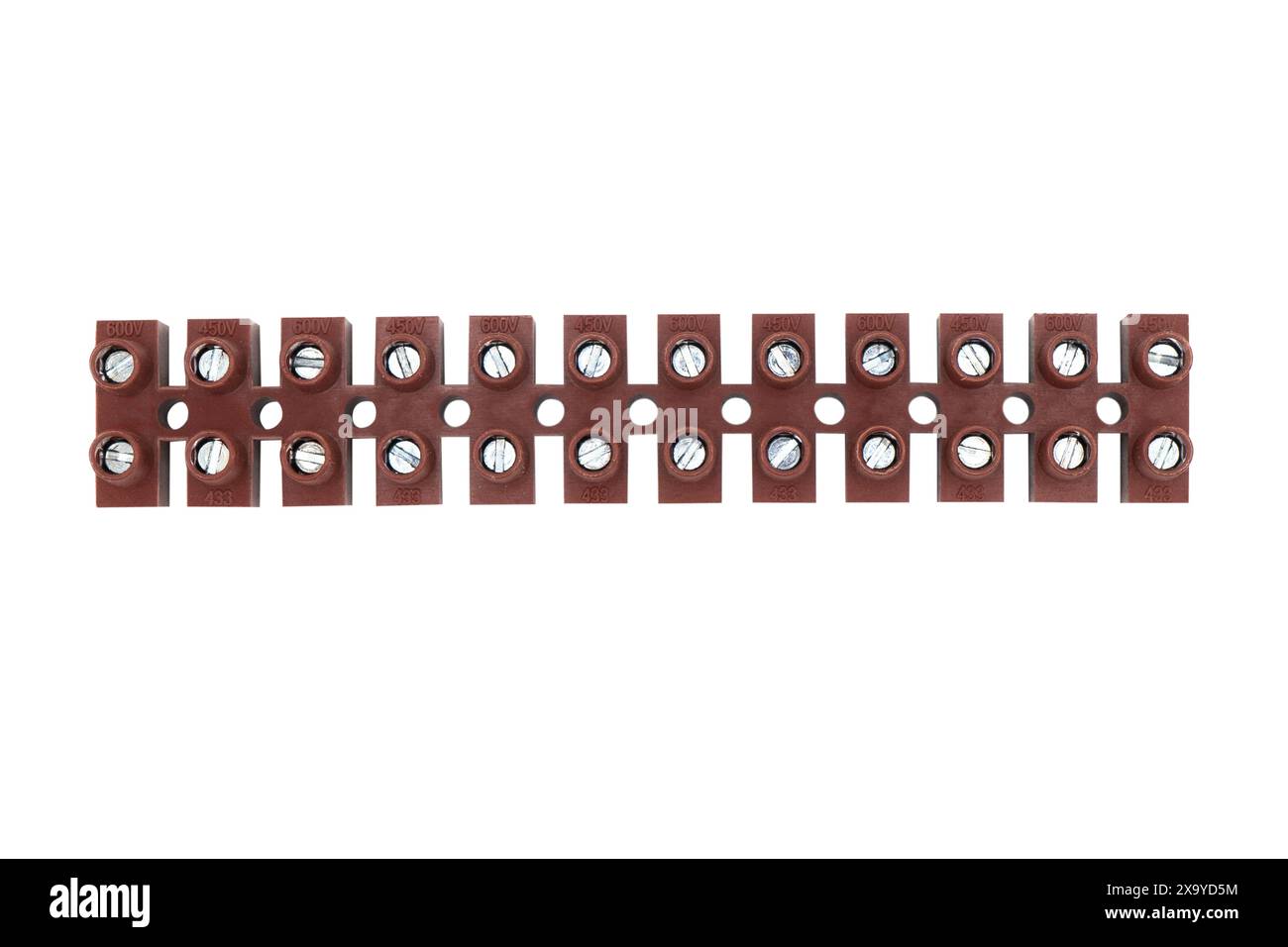 Electric wire connectors terminal strip block isolated on white ...