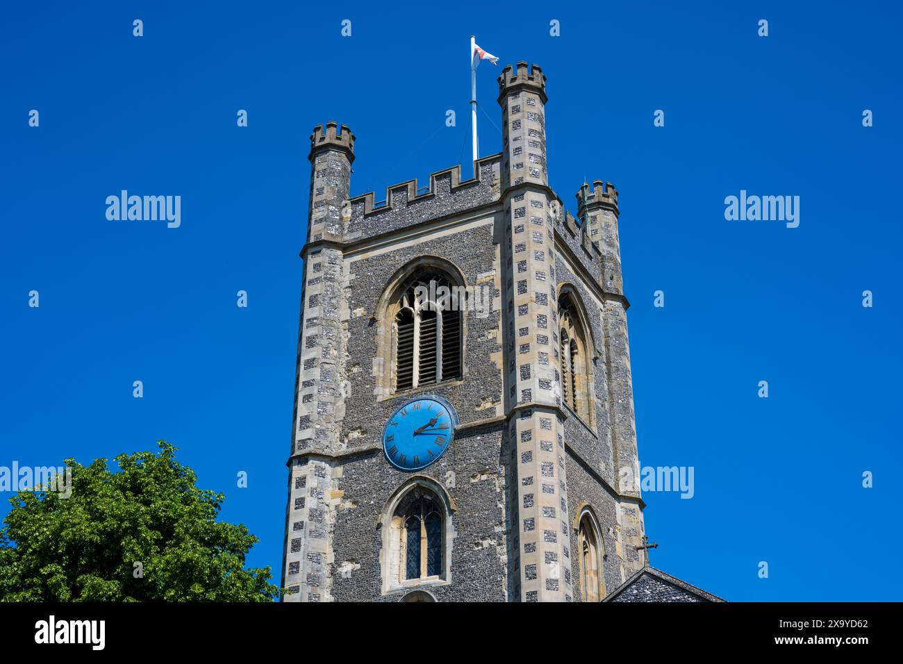 Church Tower with Blue Clock, St Marys Church, Henley-on-Thames ...