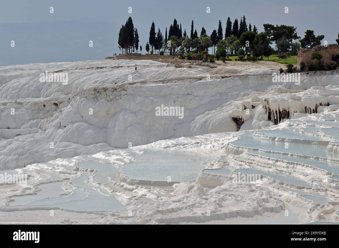 Travertine Terraces and Waterfalls at Hierapolis, Pamukkale, Denizli Province, Turkey Stock ...