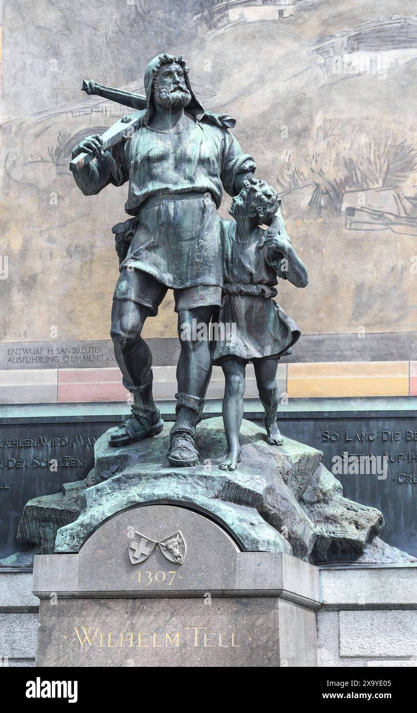 Monumentales Wilhelm Tell Denkmal in Altdorf, iim Kanton Uri. Altdorf ...