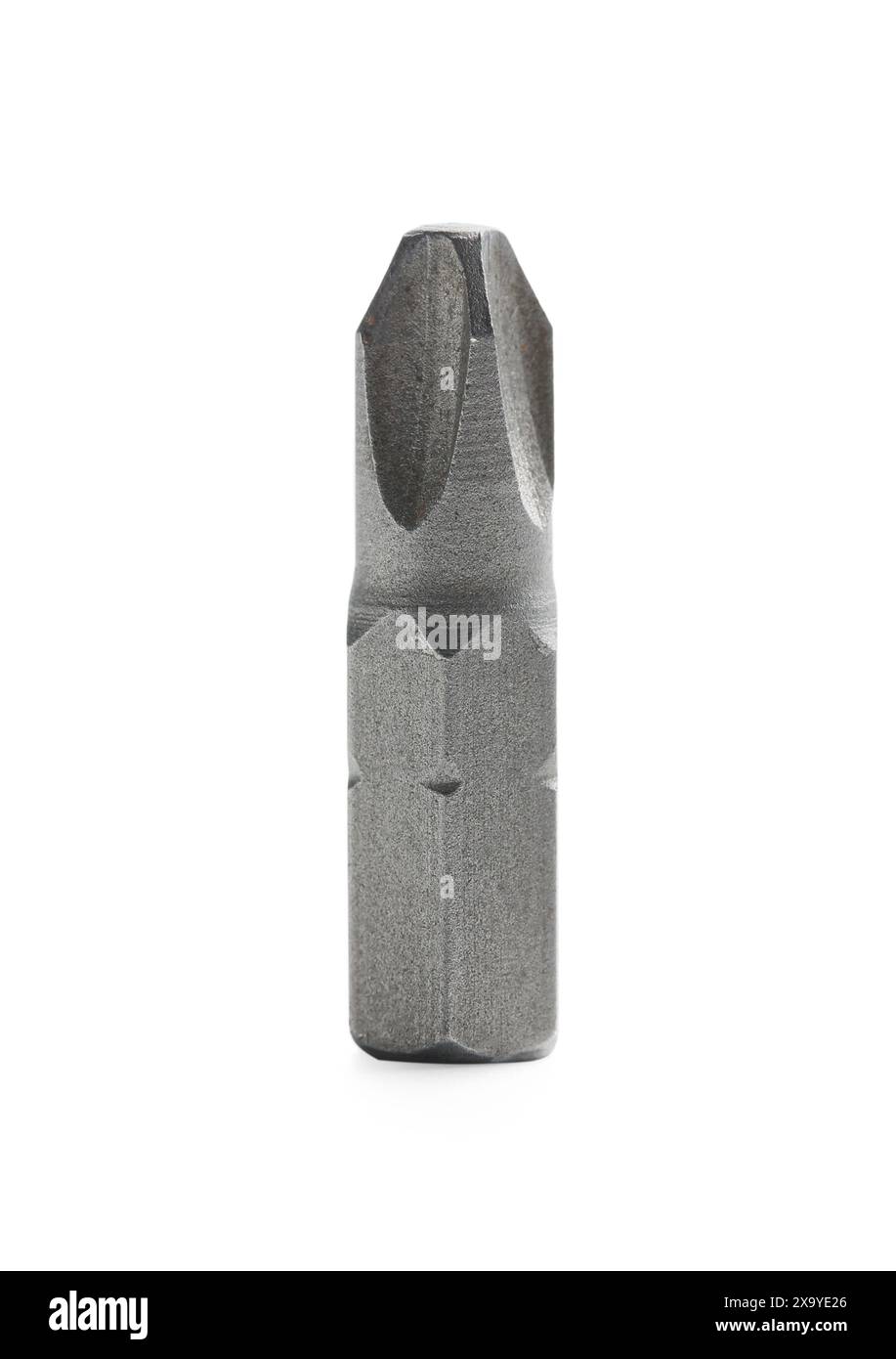 One metal screwdriver bit on white background Stock Photo - Alamy