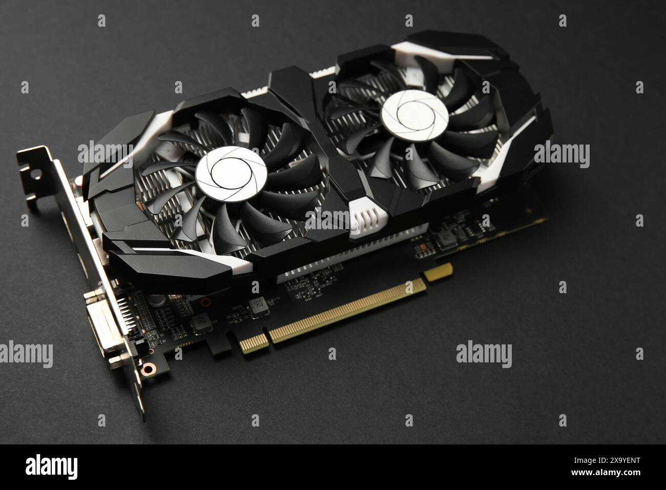 One computer graphics card on black background Stock Photo - Alamy