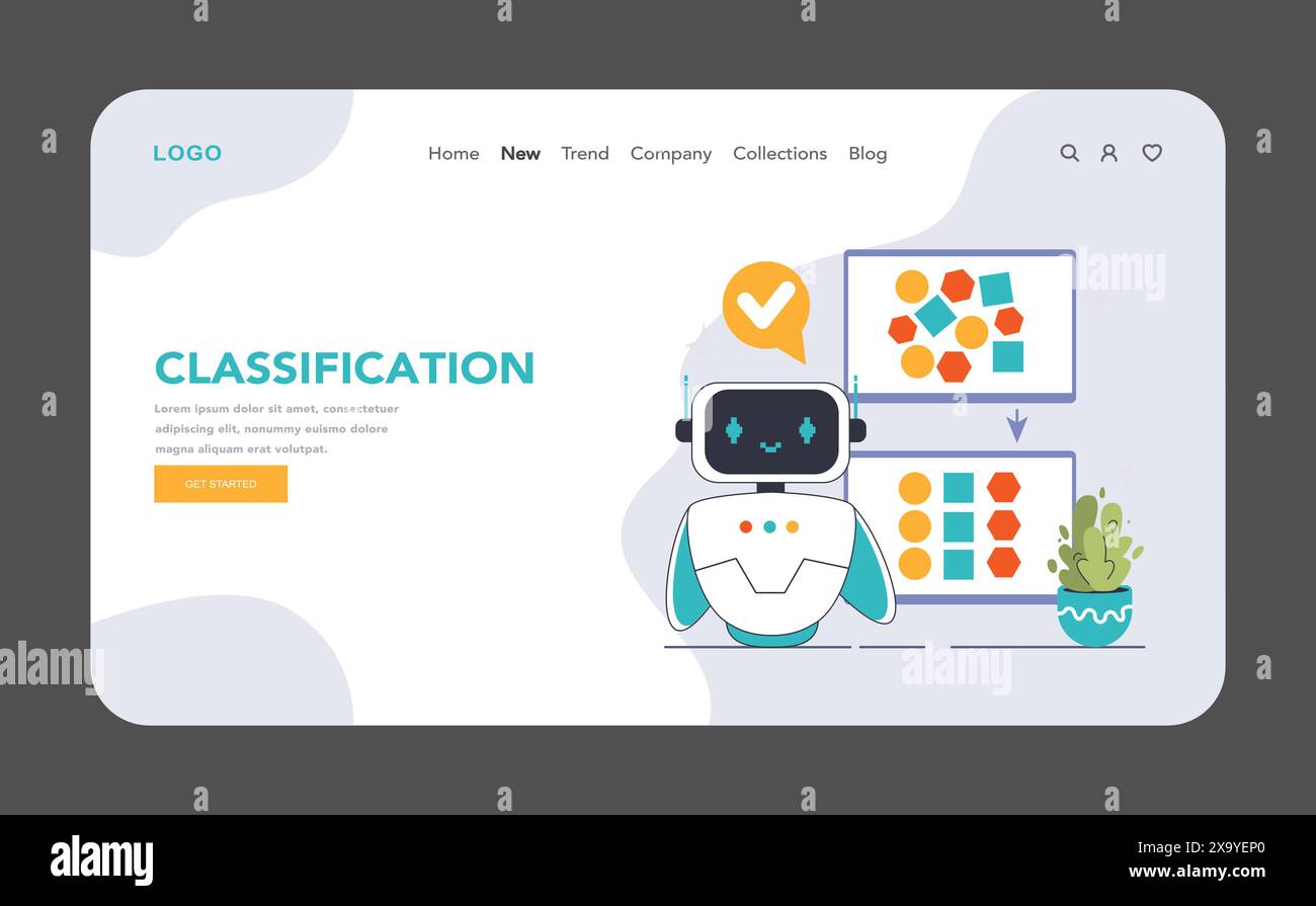 Data classification concept. A friendly robot engages in machine ... Data classification concept. A friendly robot engages in machine ...