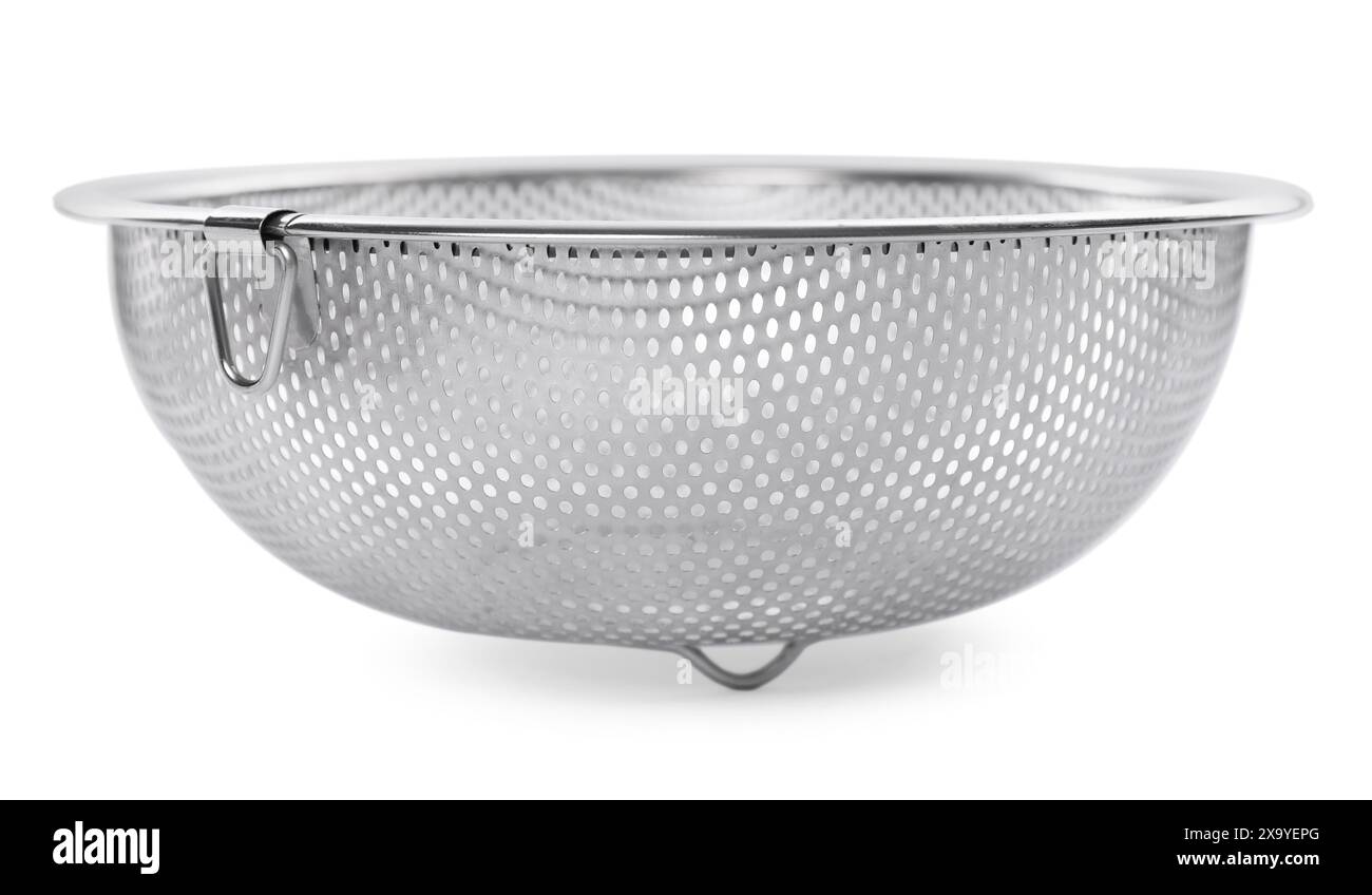 One metal sieve isolated on white. Cooking utensil Stock Photo - Alamy