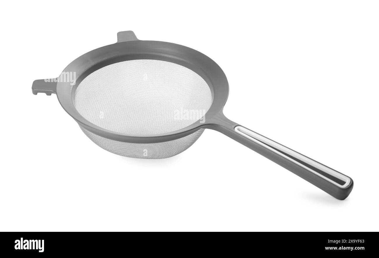 One metal sieve isolated on white. Cooking utensil Stock Photo - Alamy