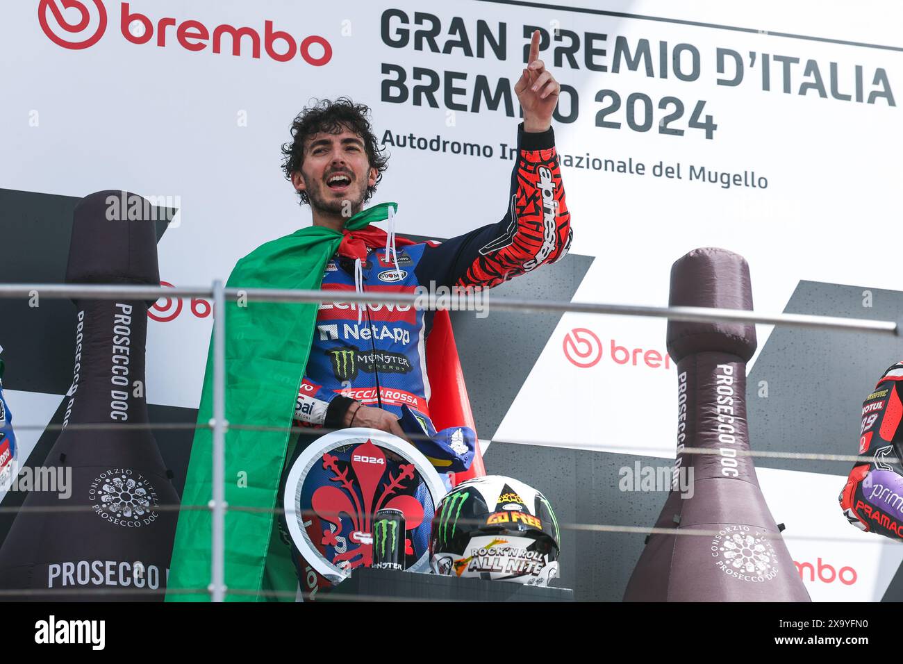 Francesco Pecco Bagnaia of Italy and Ducati Lenovo Team celebrates the ...