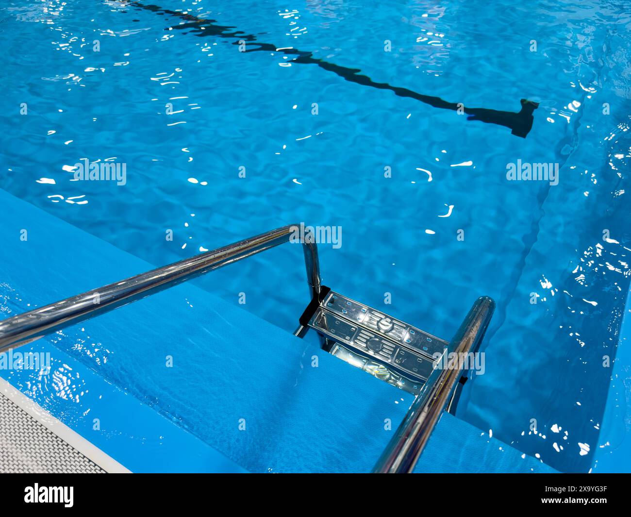 Swimming pool with stair and water. Swimming pool with handrail ...