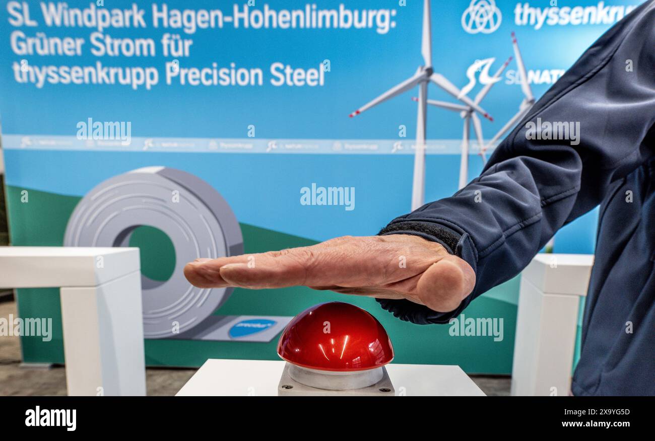 Hagen, Germany. 03rd June, 2024. A press of the red button completes ...