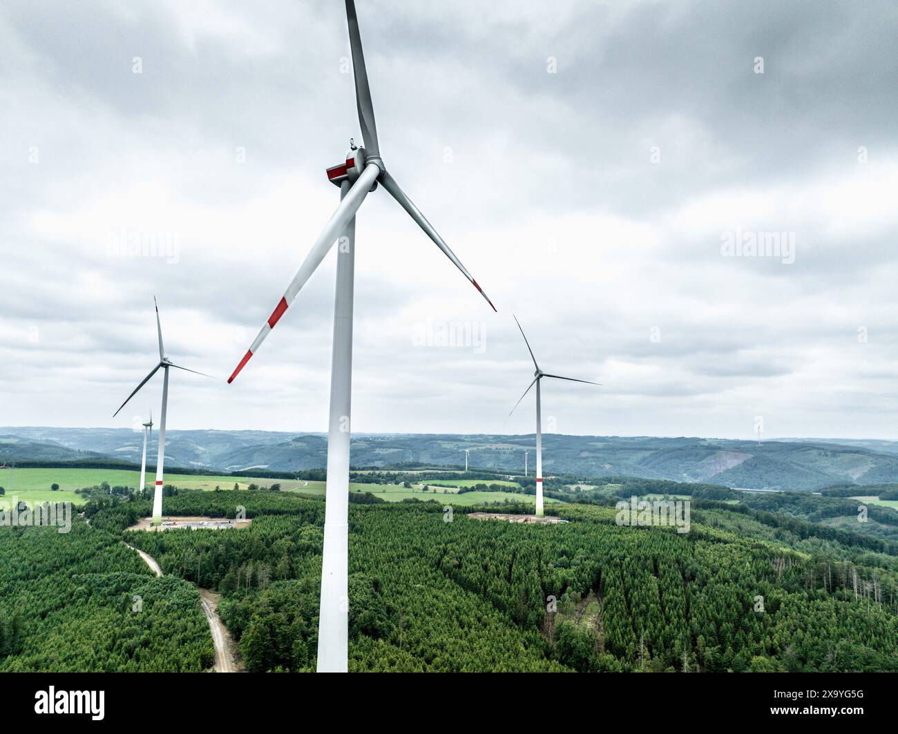 Hagen, Germany. 03rd June, 2024. A local wind farm in Hagen ...