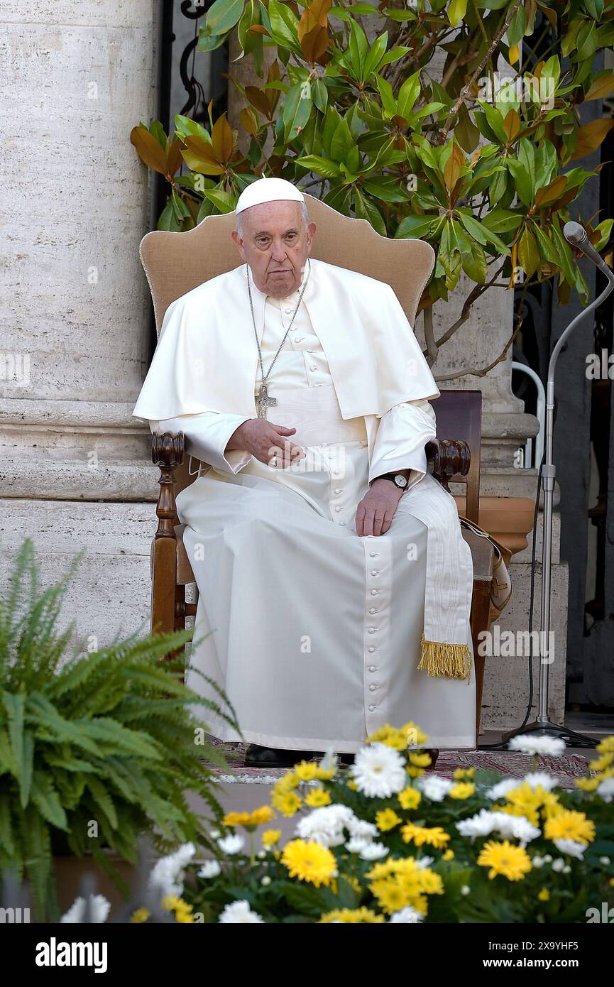 Pope Francis during a Corpus Domini procession between the basilicas ...