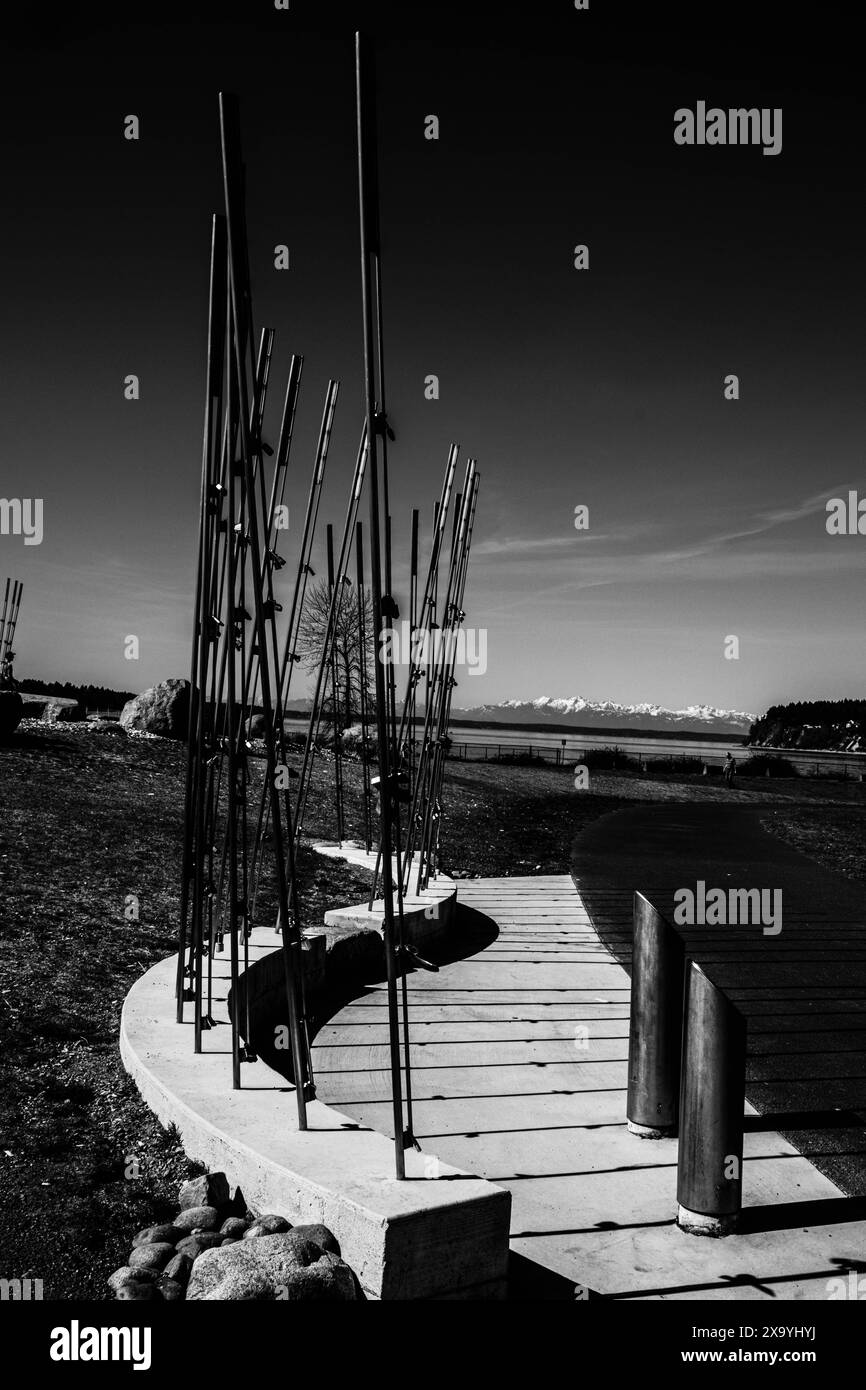 Row wooden poles on beach hi-res stock photography and images - Alamy