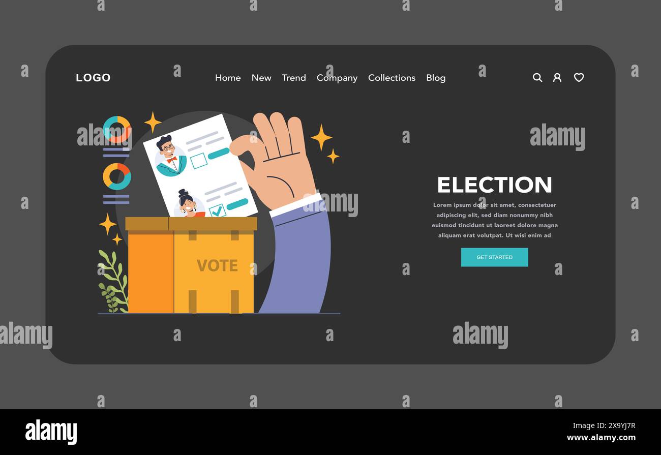 Election web or landing dark or night mode. Democratic procedure ...