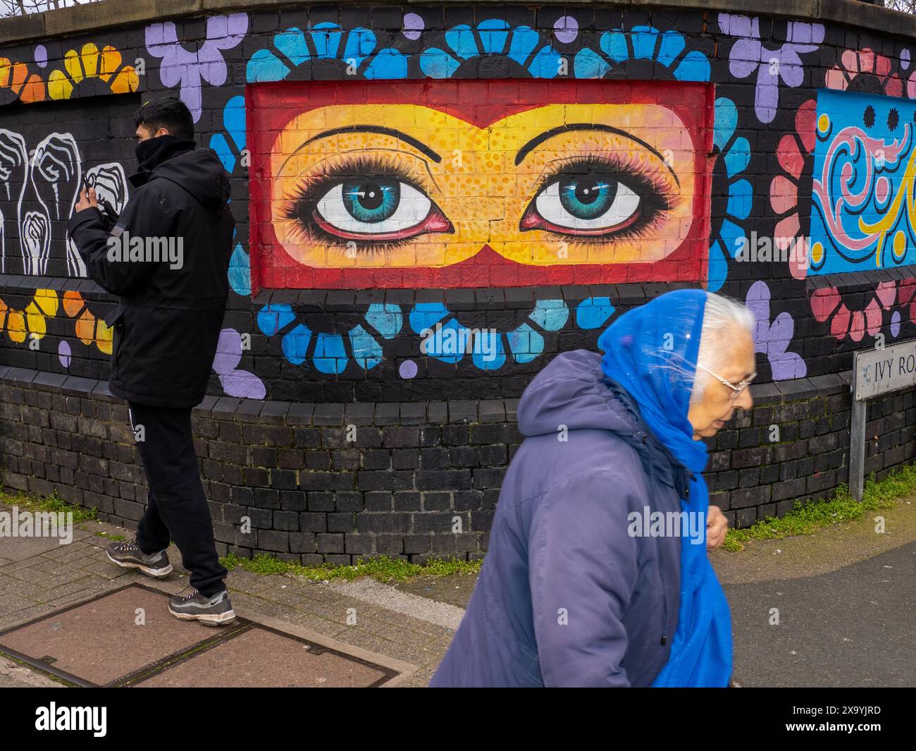 Murals along Soho Road in Birmingham remembering the 1970 industrial ...