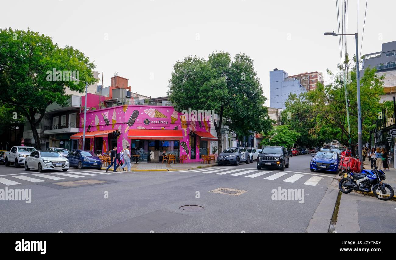 Buenos Aires, Argentina - Street scene in the hip, trendy Palermo neighbourhood. A wide variety ...