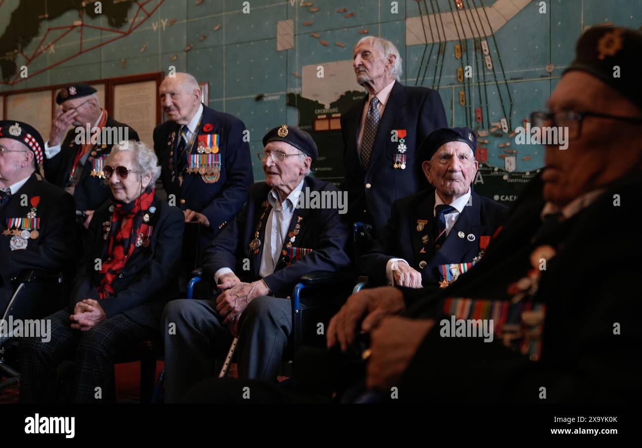 Normandy veterans pose for a photograph in the Map room at Southwick ...