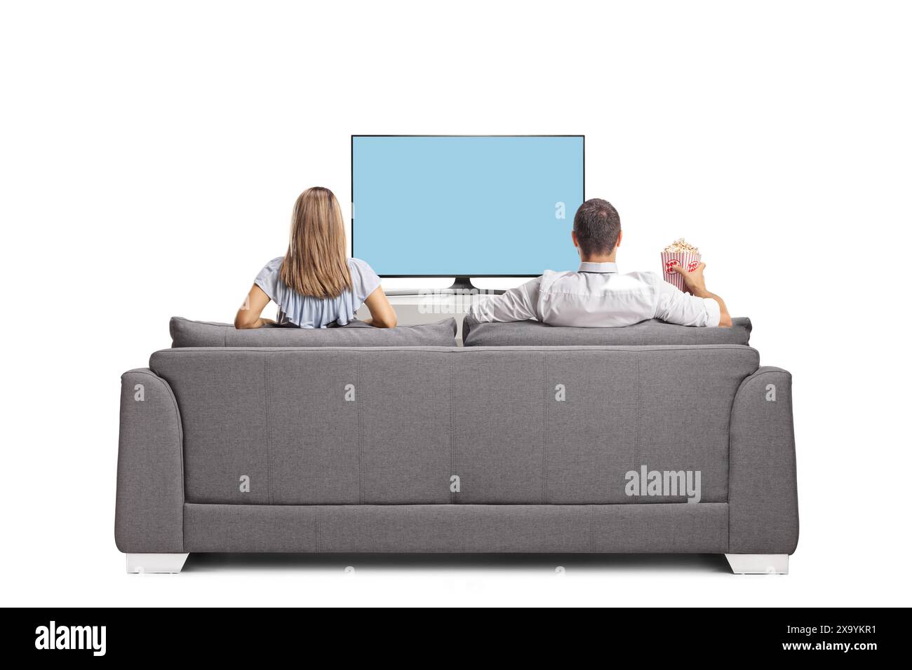 Couple watching tv rear view Cut Out Stock Images & Pictures - Alamy