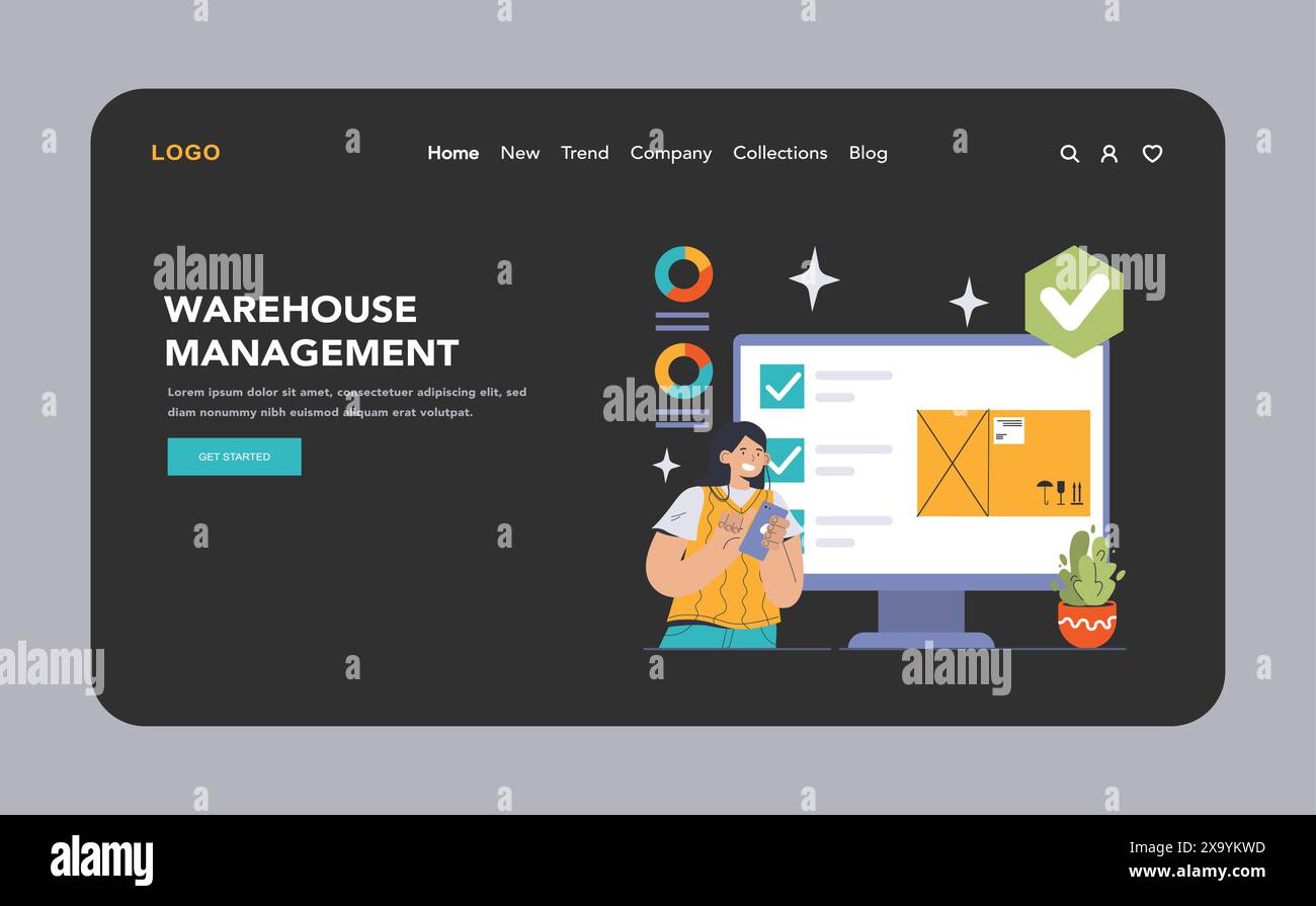 Warehouse Management concept. A focused manager organizes inventory ...